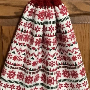 Double Kitchen Towel Extra Wide Cotton Xmas Winter Snowflakes Trees ...