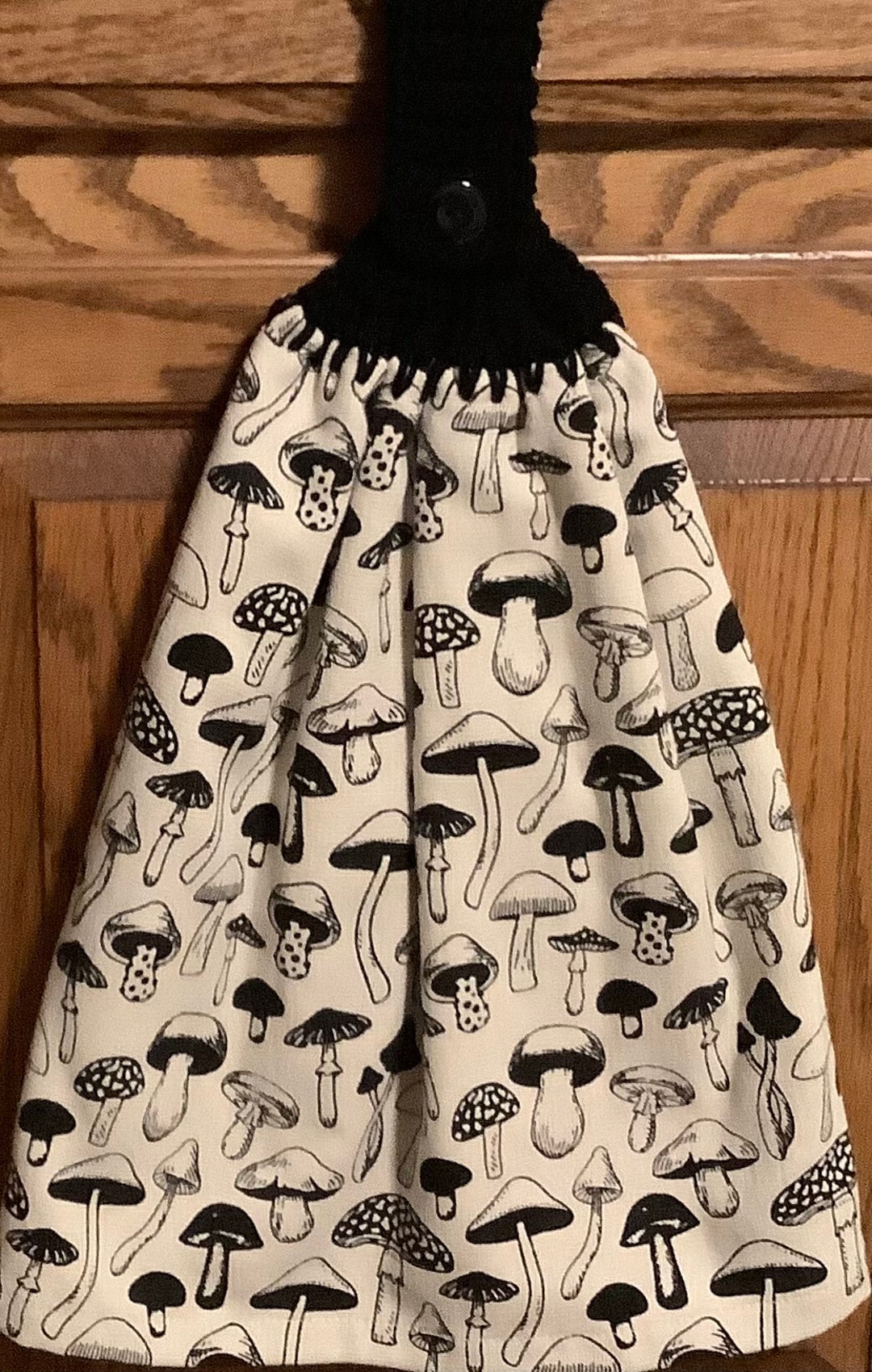 Double Tan Kitchen Towel Extra Wide Cotton Terry Lining Mushrooms ...
