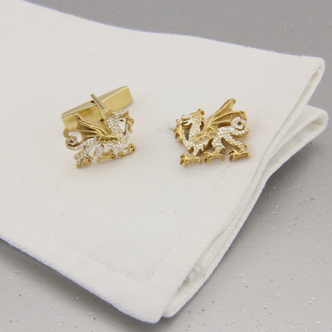 Welsh Dragon Cufflinks in 18ct Gold on Sterling Silver. - Etsy