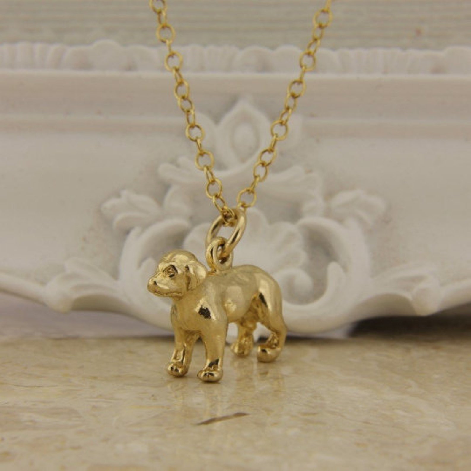 Labrador Pendant in Solid Gold. | Etsy