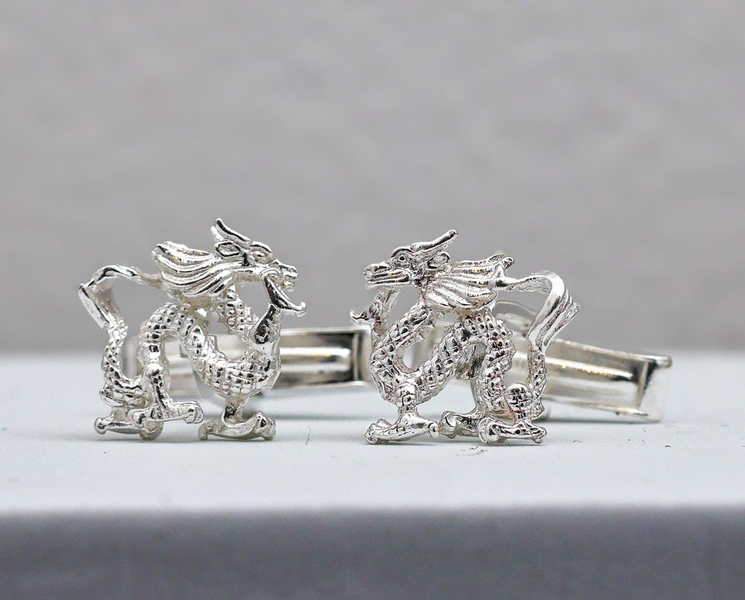 Oriental Dragons Cufflinks in Solid Sterling Silver. - Etsy