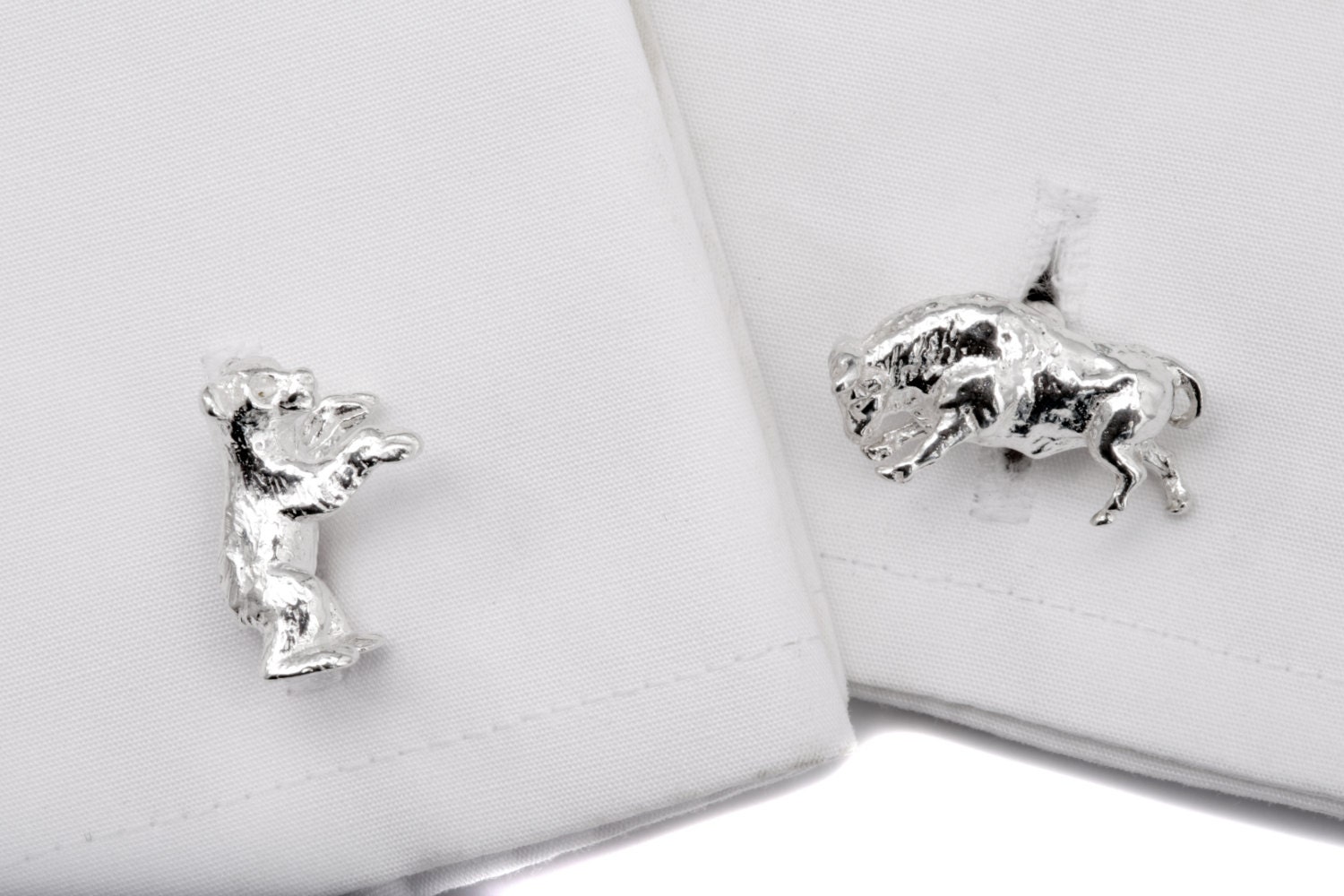 Bull and Bear Cufflinks in Solid Sterling Silver - Etsy