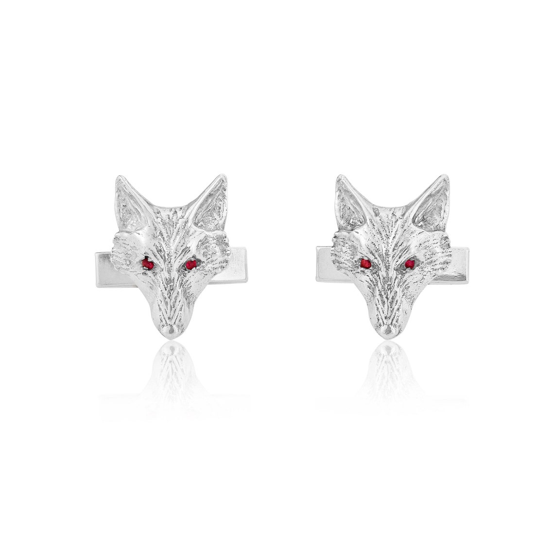 Fox Head Cufflinks in Sterling Silver With Rubies. - Etsy
