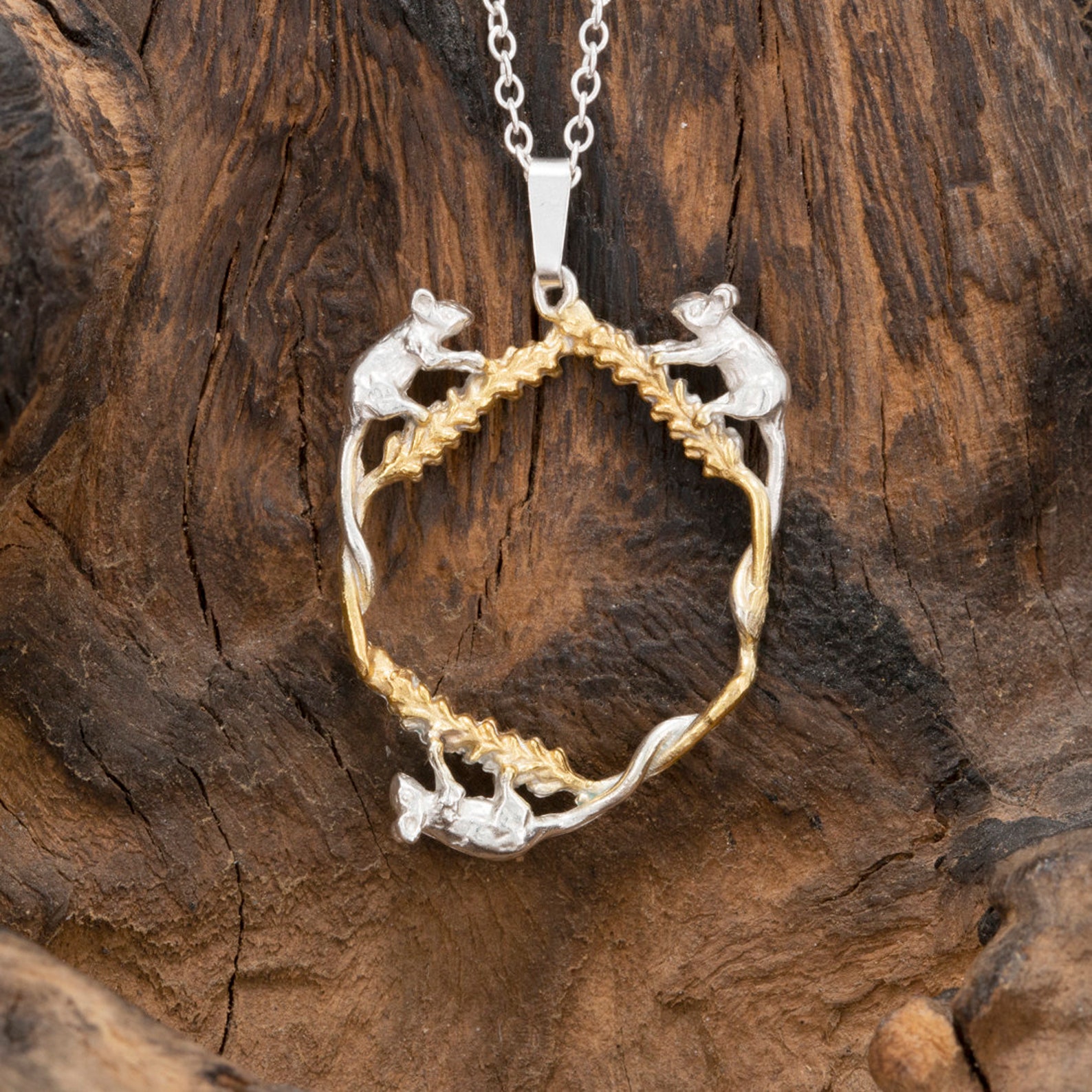Circle of Mice Necklace in Sterling Silver and 18ct Gold. - Etsy
