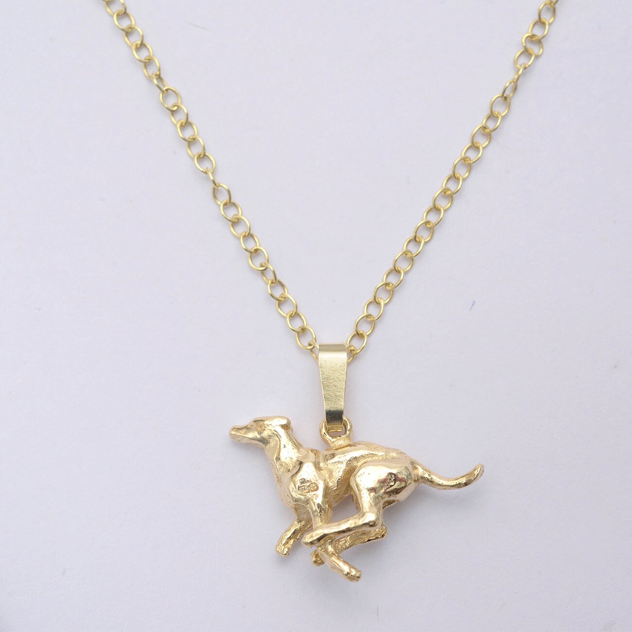Running Greyhound Pendant in Solid Gold | Etsy UK