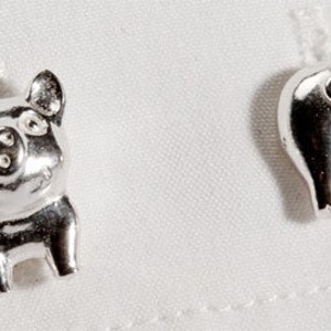 Pig Cufflinks With a Twist in Sterling Silver. - Etsy Canada