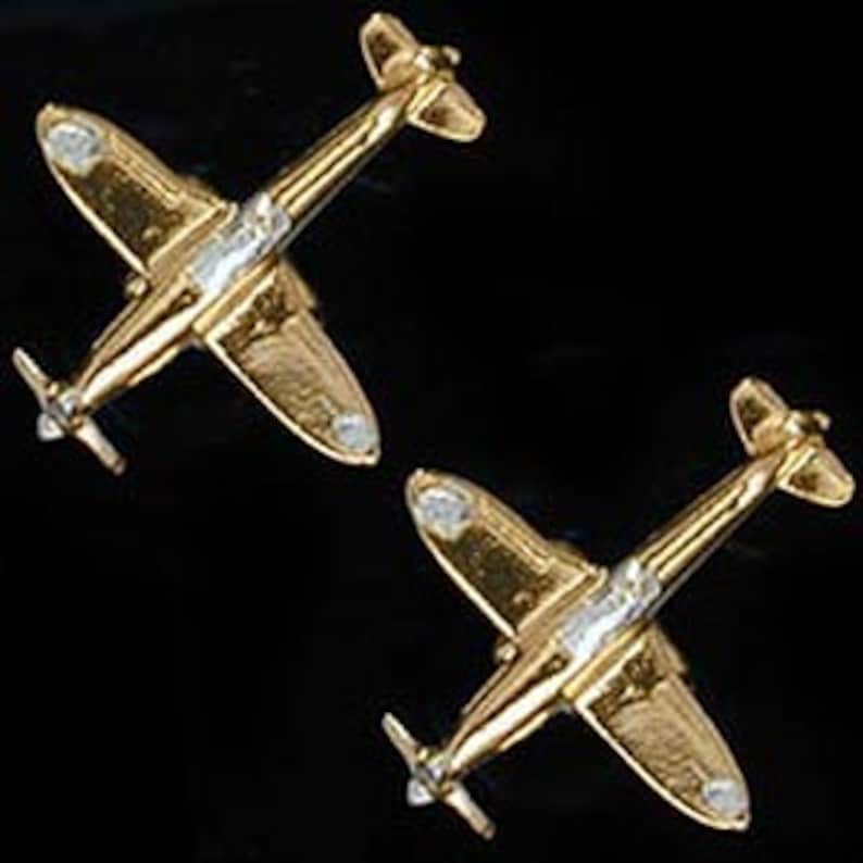 Spitfire Cufflinks in 18 Carat Gold on Sterling Silver. - Etsy