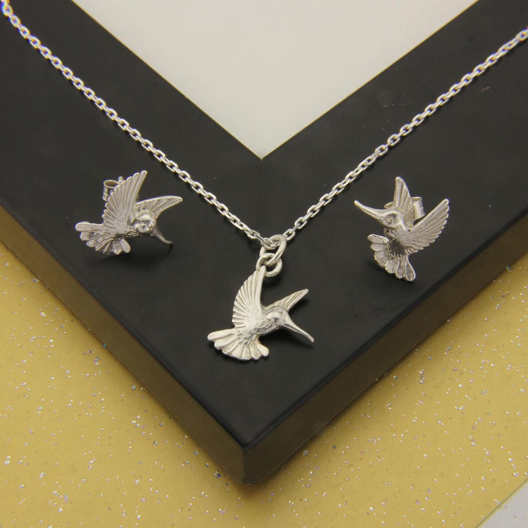 Hummingbird Necklace and Earrings Set. - Etsy