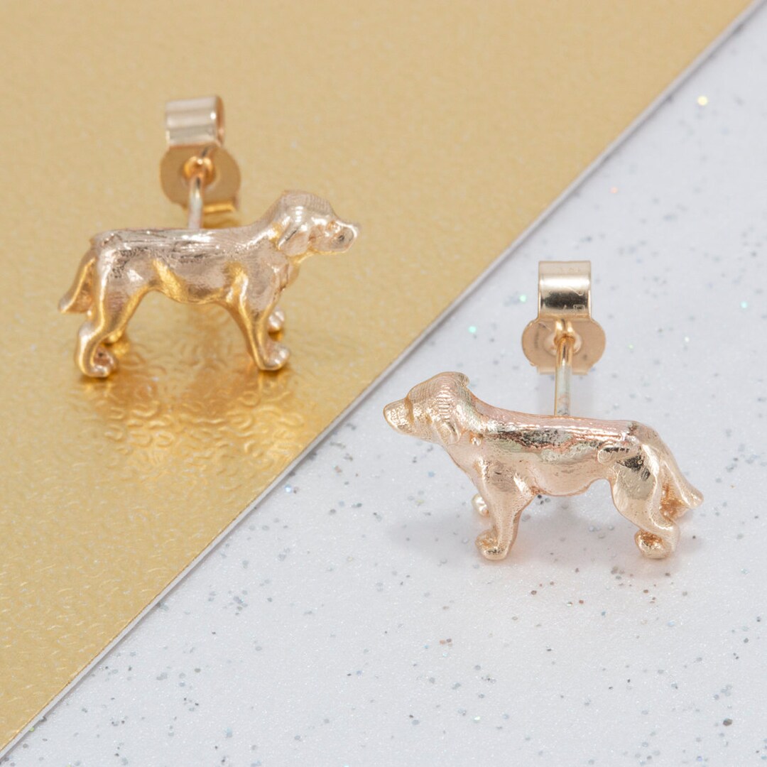 Solid Gold Labrador Earrings. - Etsy