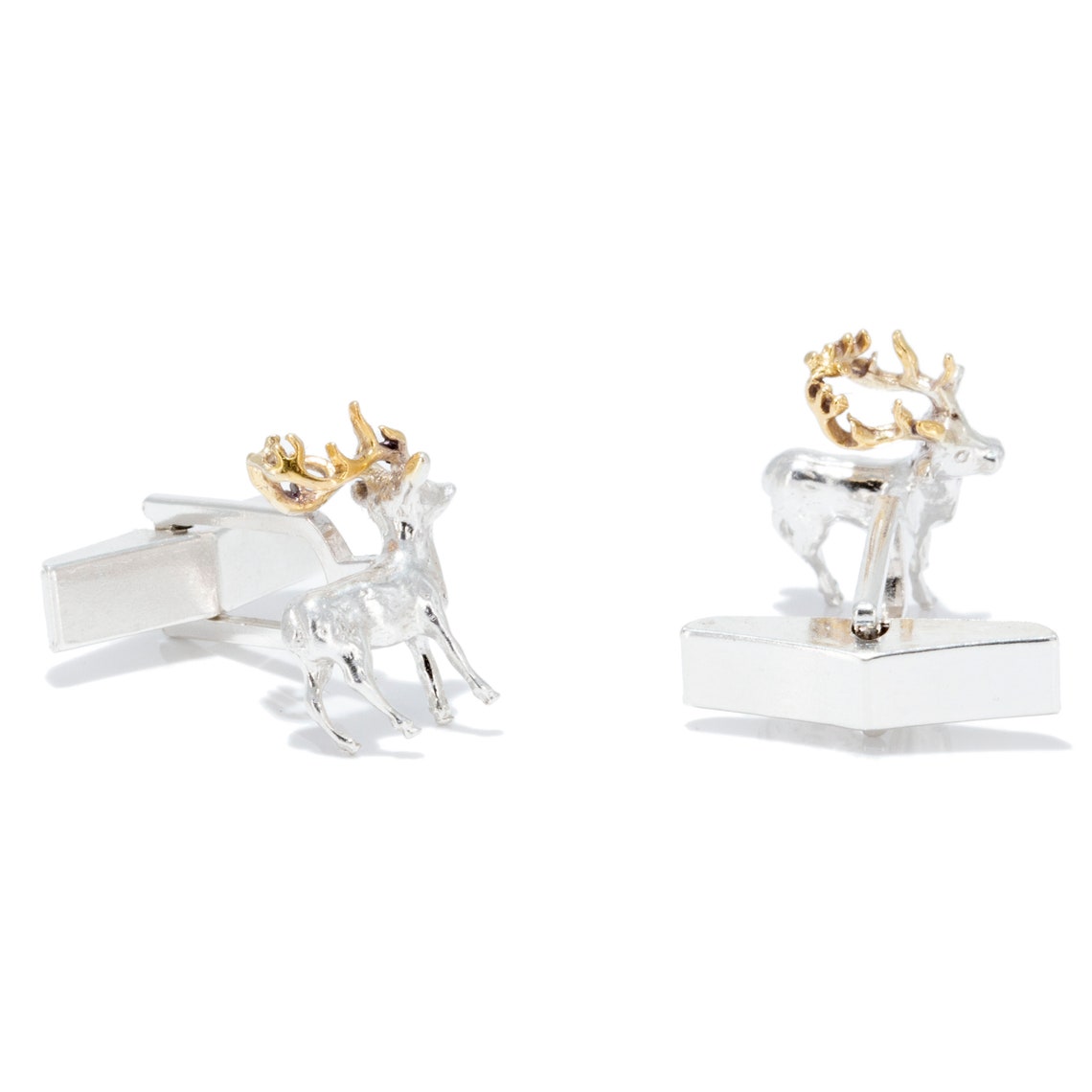 Stag Cufflinks in 18 Carat Gold on Sterling Silver. - Etsy