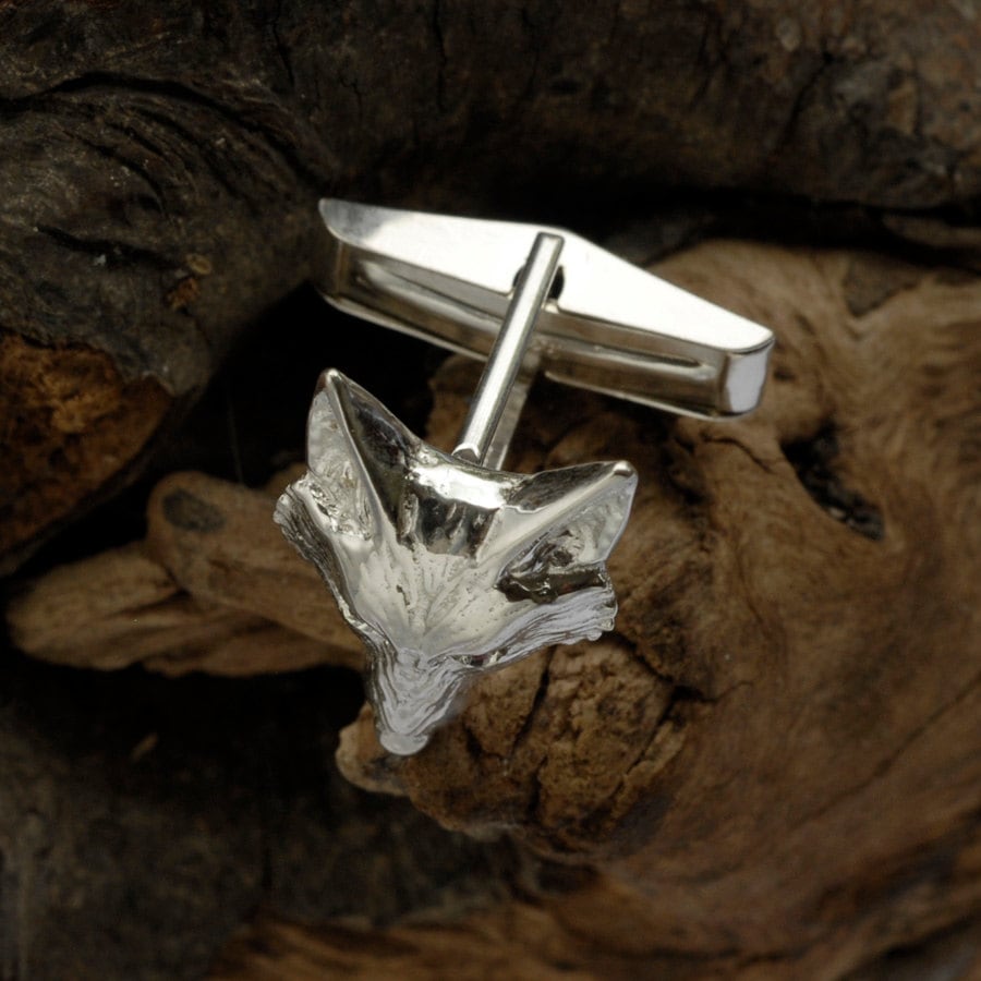 Fox Head Cufflinks in Sterling Silver With Rubies. - Etsy