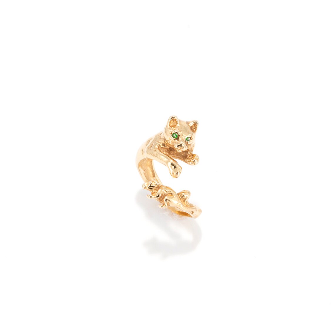 Cat and Mouse Ring in Solid Gold With Emeralds - Etsy