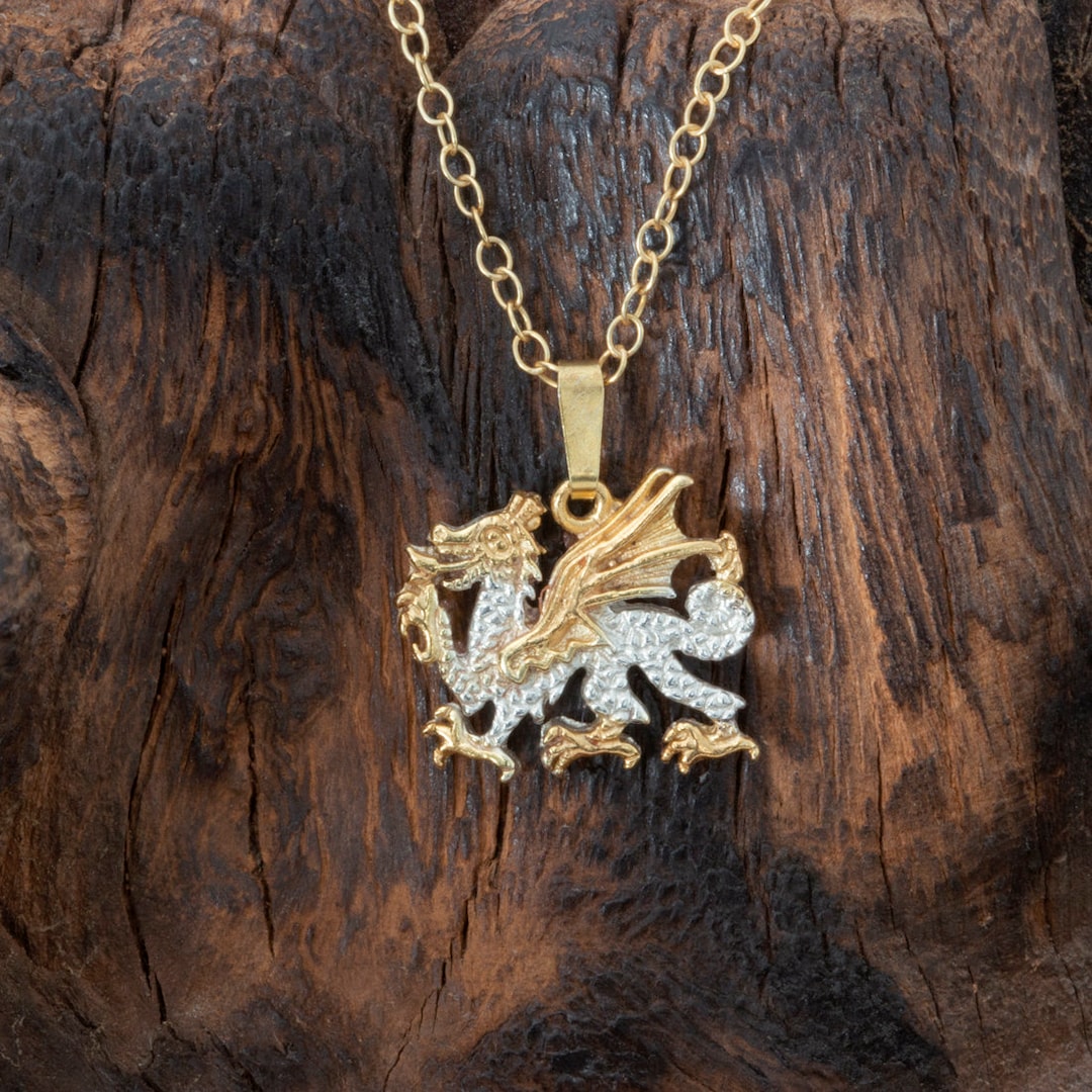 Welsh Dragon Pendant in 18ct Gold on Sterling Silver. - Etsy