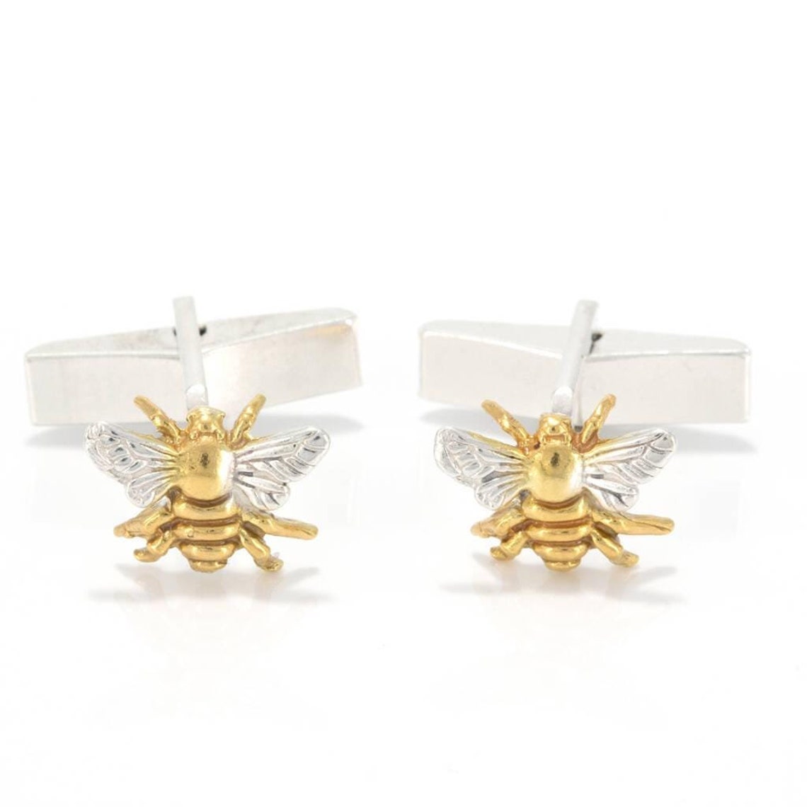 Bee Cufflinks in Sterling Silver and 18CT Gold. - Etsy