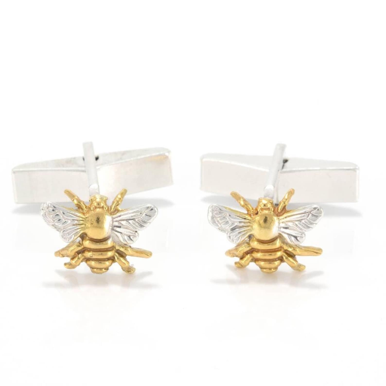 Bee Cufflinks in Sterling Silver and 18CT Gold. - Etsy