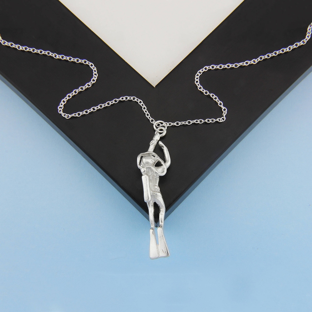 Scuba Diver Necklace in Sterling Silver - Etsy