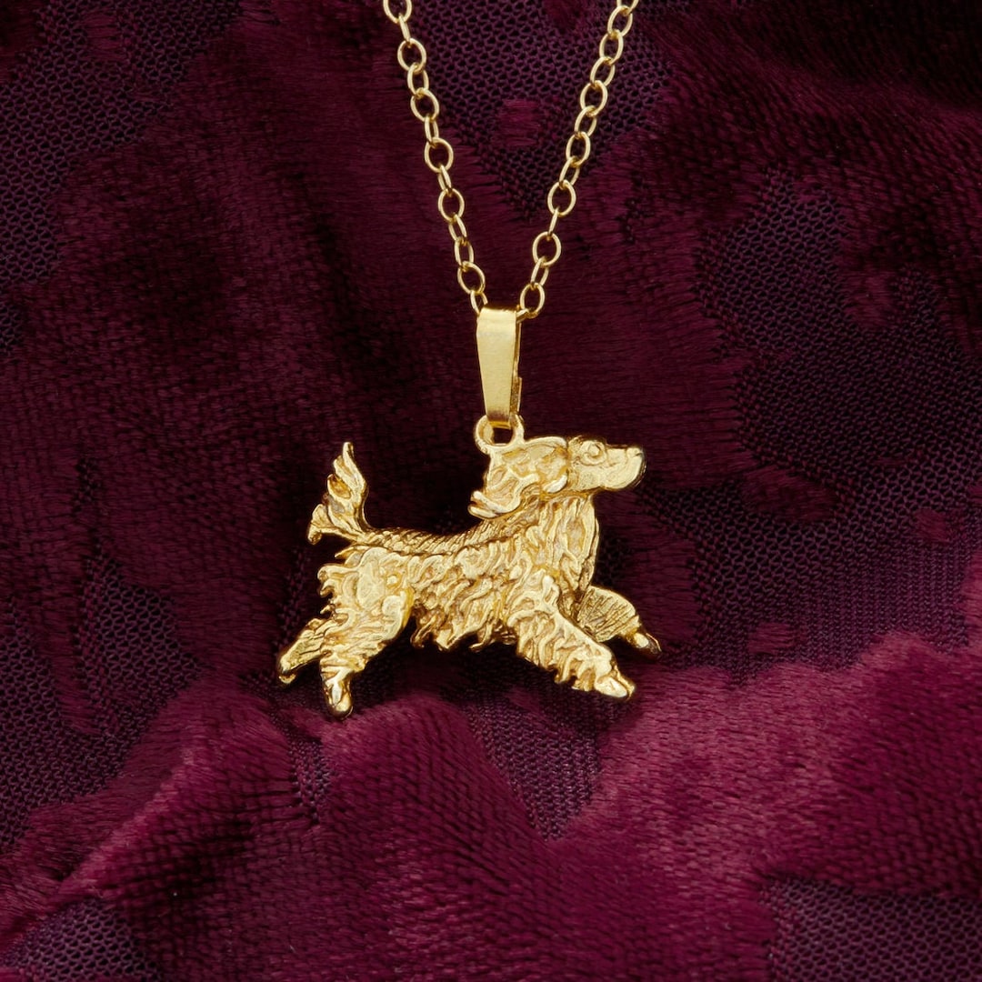 Spaniel Pendant in Sterling Silver and 18 Carat Gold Vermeil. - Etsy