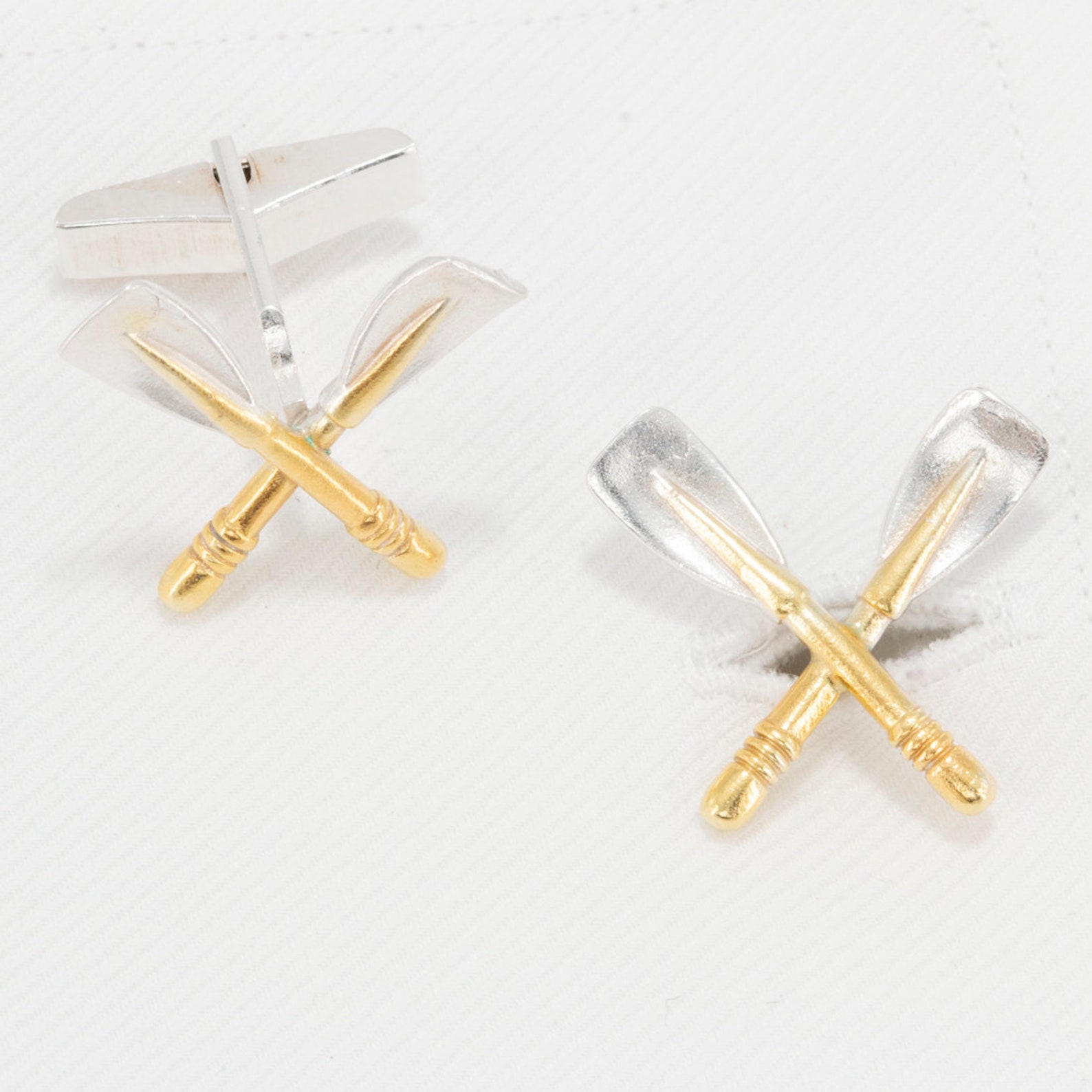 Rowing Oars Cufflinks in 18 Carat Gold on Sterling Silver. - Etsy