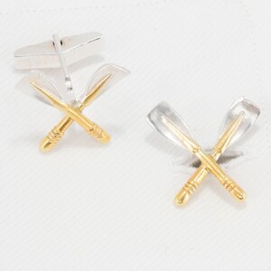 Rowing Oars Cufflinks in 18 Carat Gold on Sterling Silver. - Etsy
