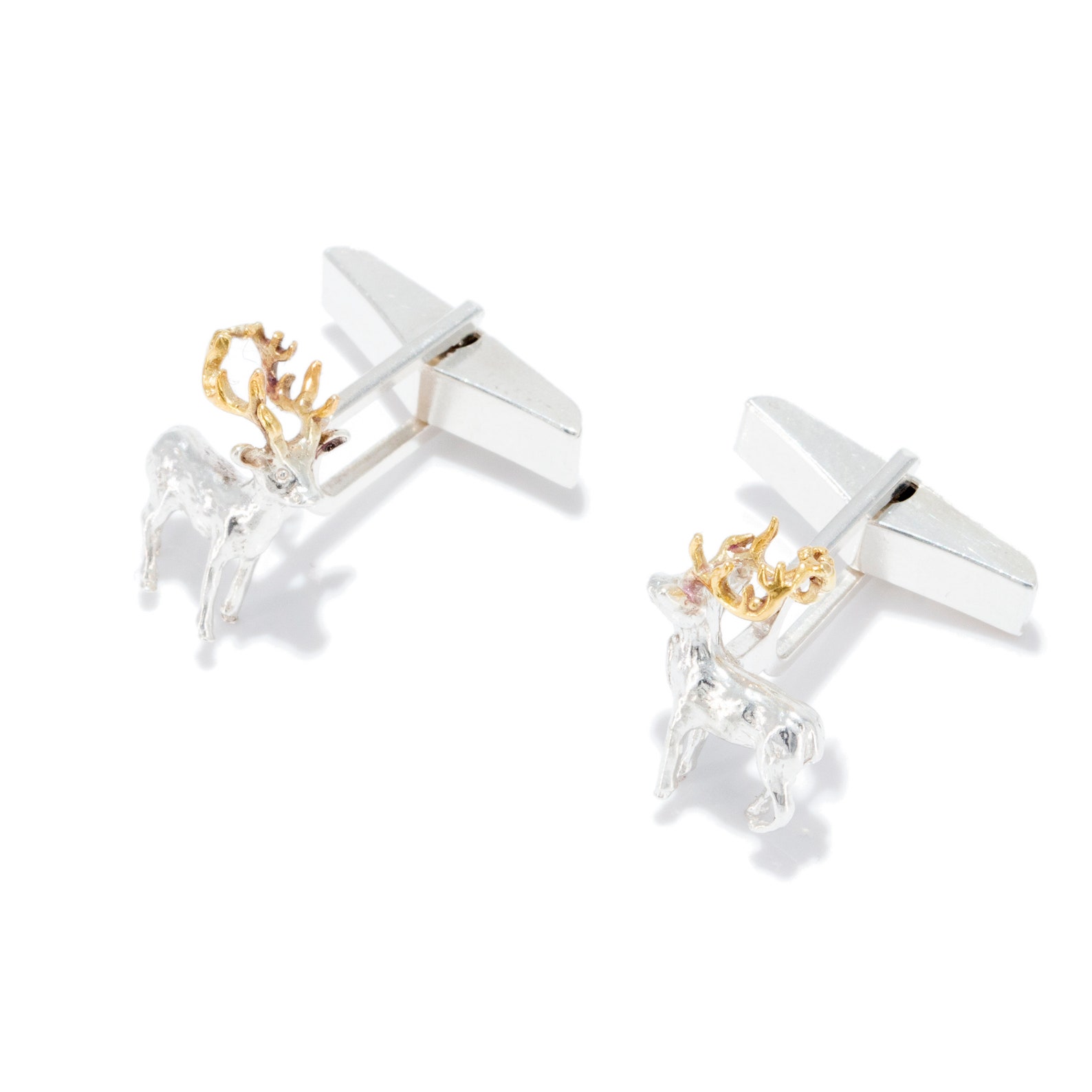 Stag Cufflinks in 18 Carat Gold on Sterling Silver. - Etsy