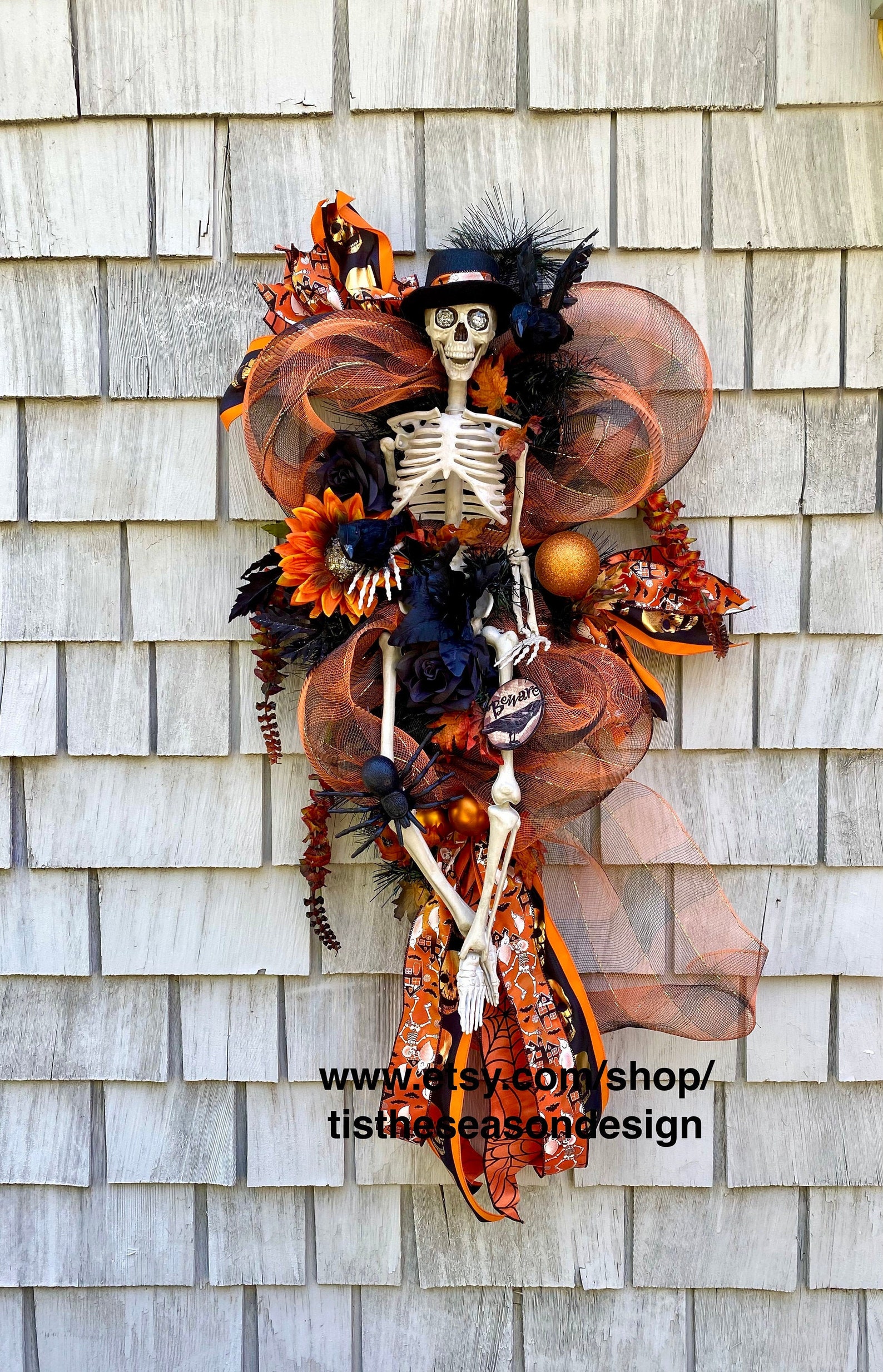 Halloween Wreath Skeleton Wreath 3 Ft Tall Skeleton Wreath - Etsy