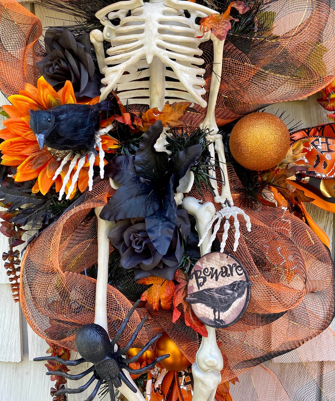 Halloween Wreath Skeleton Wreath 3 Ft Tall Skeleton Wreath - Etsy