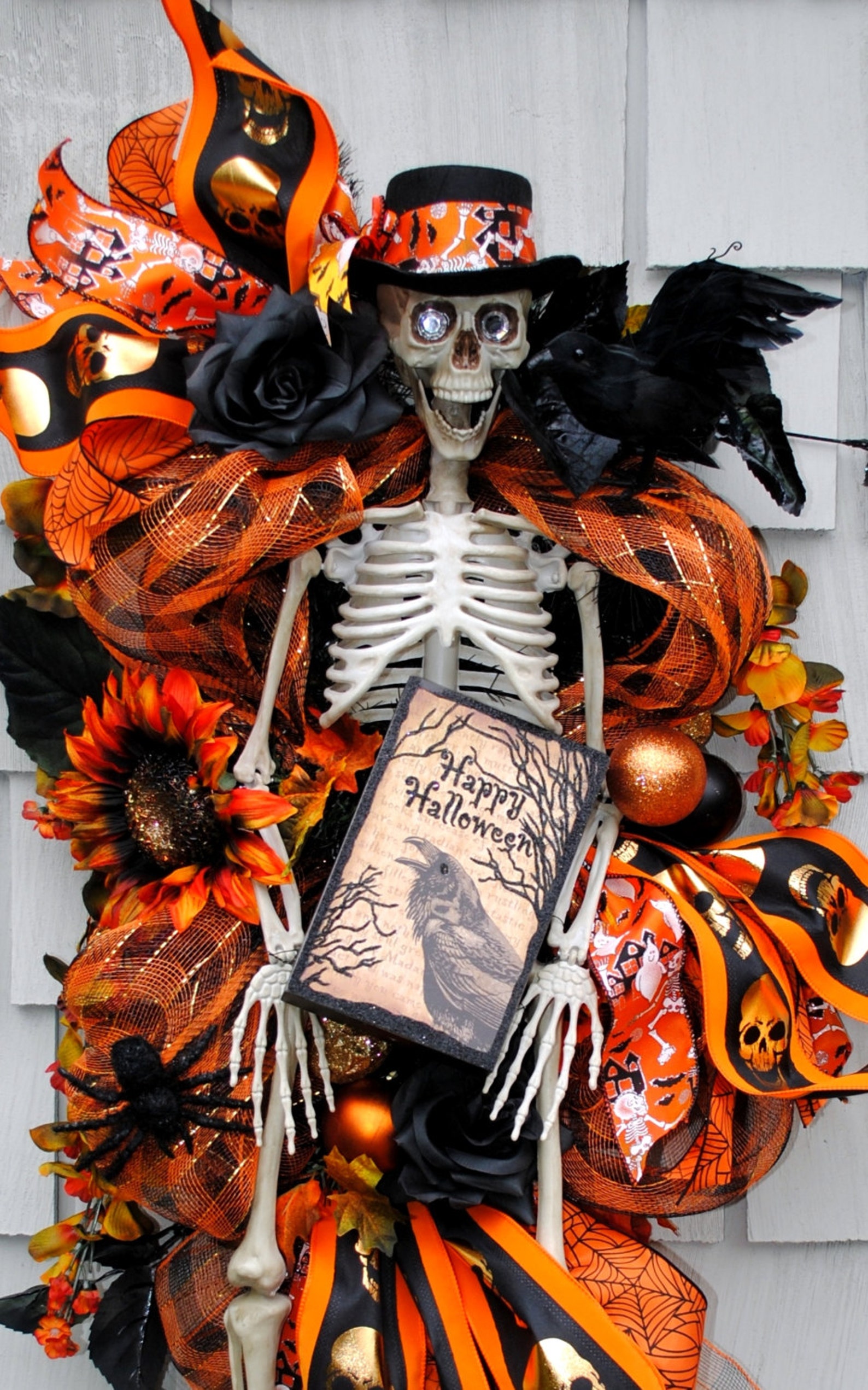Halloween Wreath Skeleton Wreath 3 Ft Tall Skeleton Wreath - Etsy