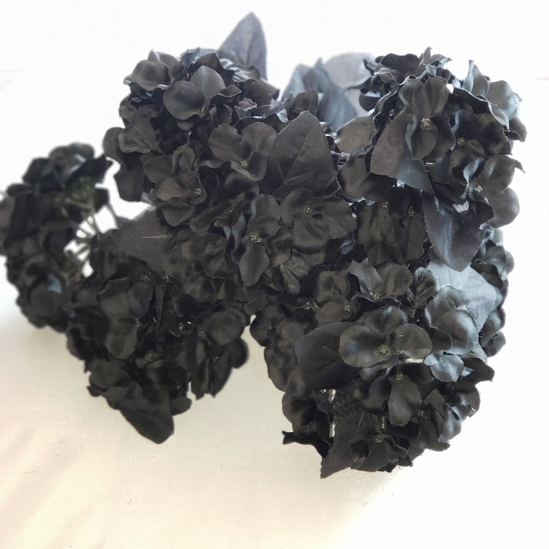 Black Hydrangea, Black Faux Flowers, Artificial Black Hydrangea, Silk ...