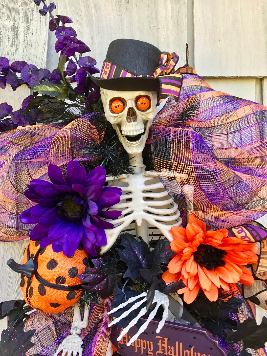 Halloween Wreath, Skeleton Wreath, Mr. Bones 3 Ft Tall Skeleton Wreath ...