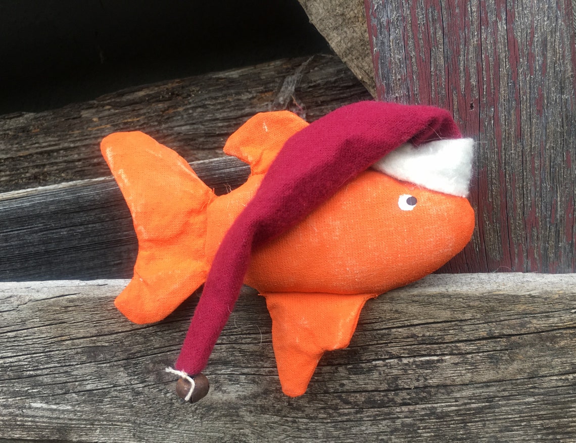 Whimsical Goldfish Wearing Santa Hat.....christmas Ornament.. - Etsy