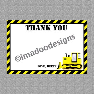 Construction Party Thank You Notes Digital File - Etsy