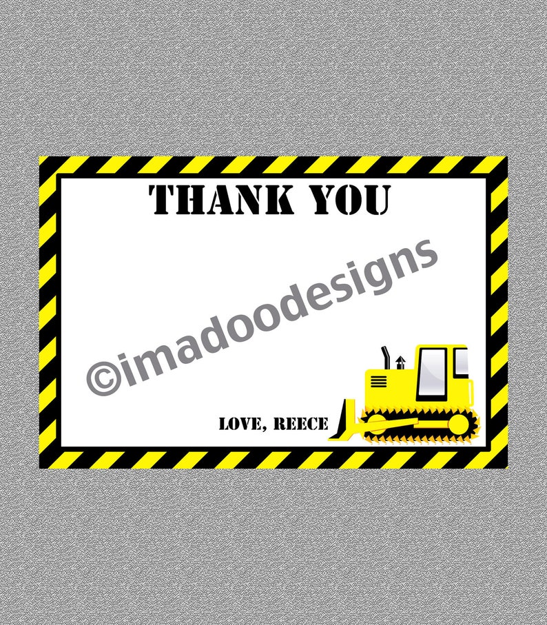 Construction Party Thank You Notes Digital File - Etsy
