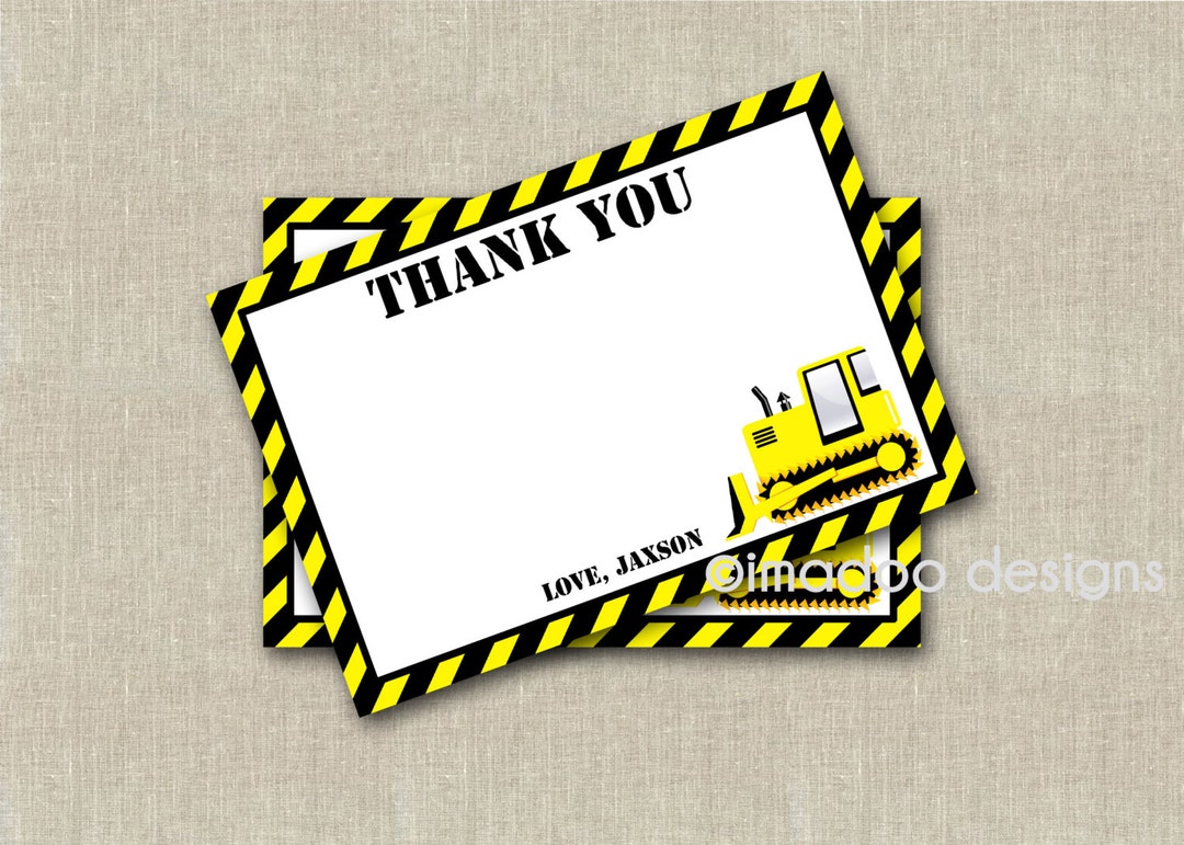 Construction Party Thank You Notes Digital File - Etsy