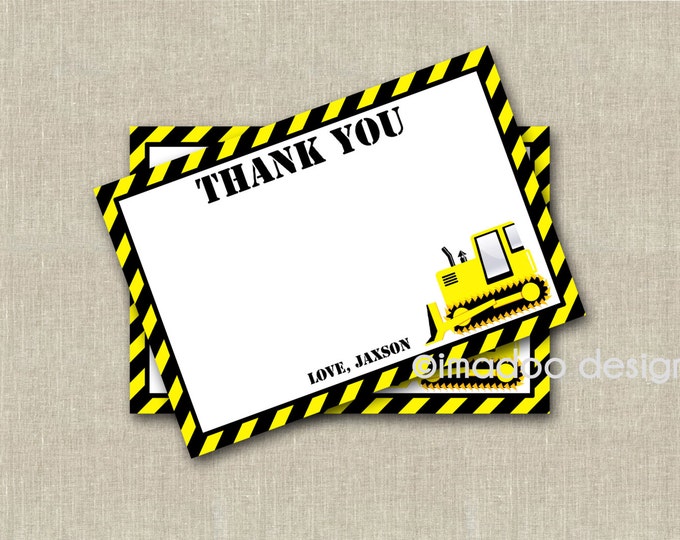 Construction Party Thank You Notes Digital File - Etsy