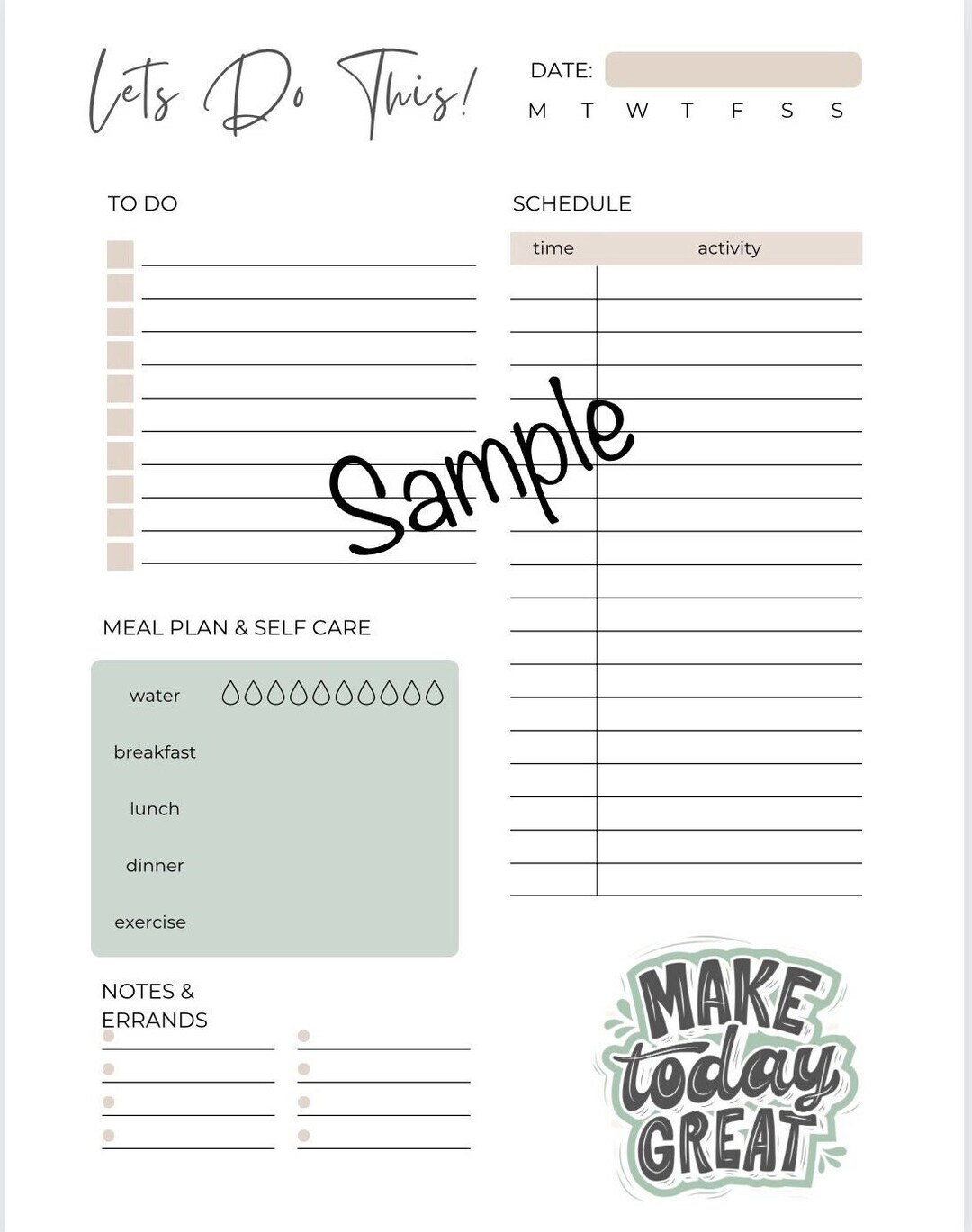 Let's Do This Daily Planner; to Do List, Schedule & Meal Planner ...