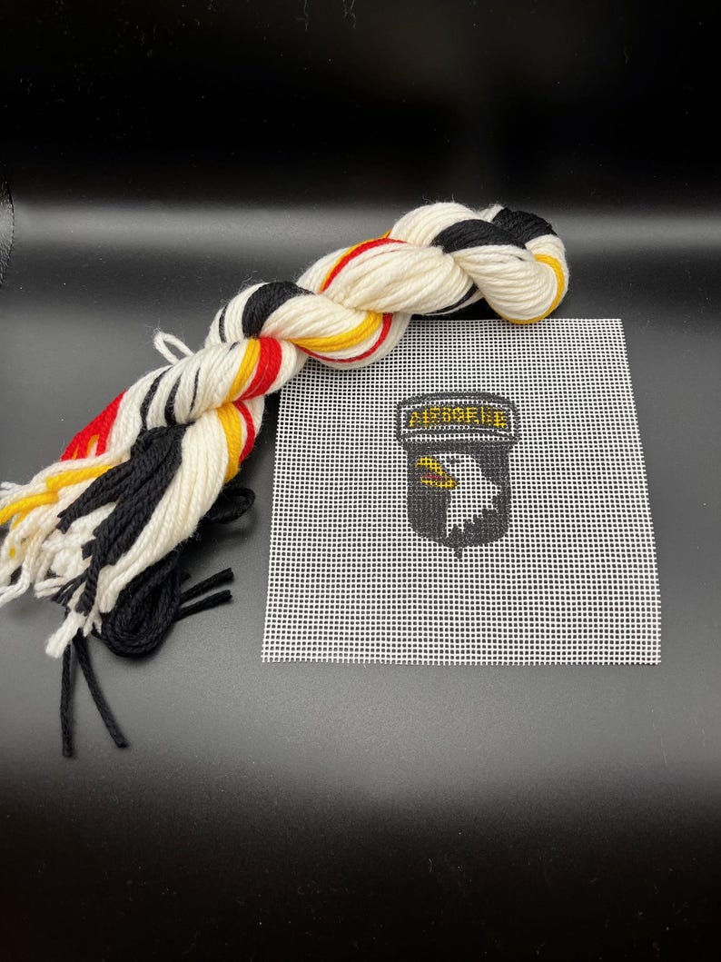 101st Airborne Screaming Eagle Emblem - Mini Needlepoint Canvas With ...