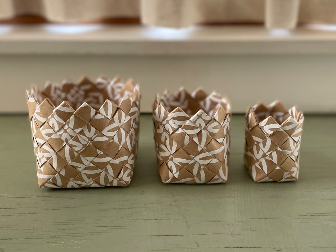 Handwoven Paper Nesting Baskets Set of Three - Etsy