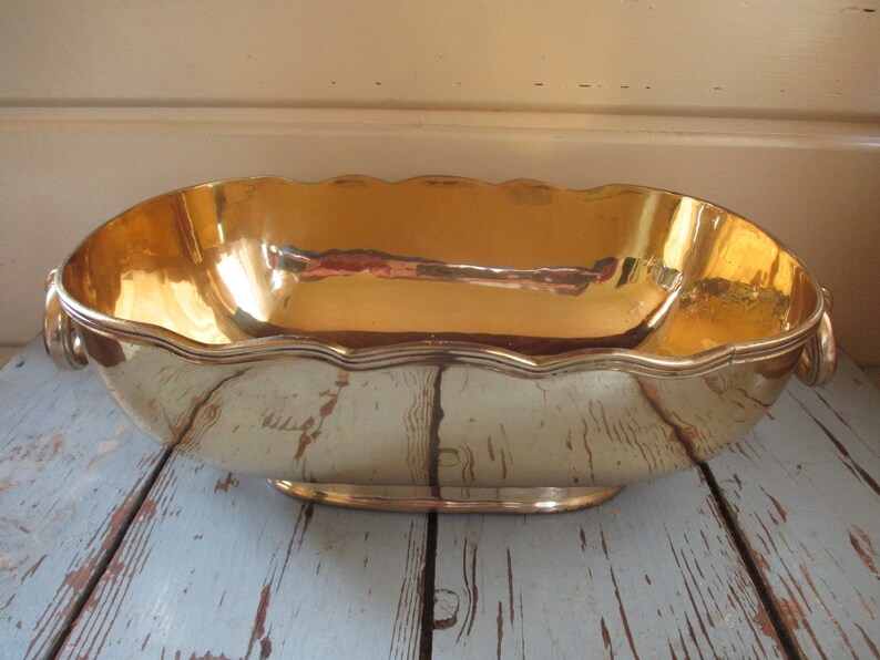 Vintage Large Brass Jardiniere Solid Brass Cachepot Brass Centerpiece ...