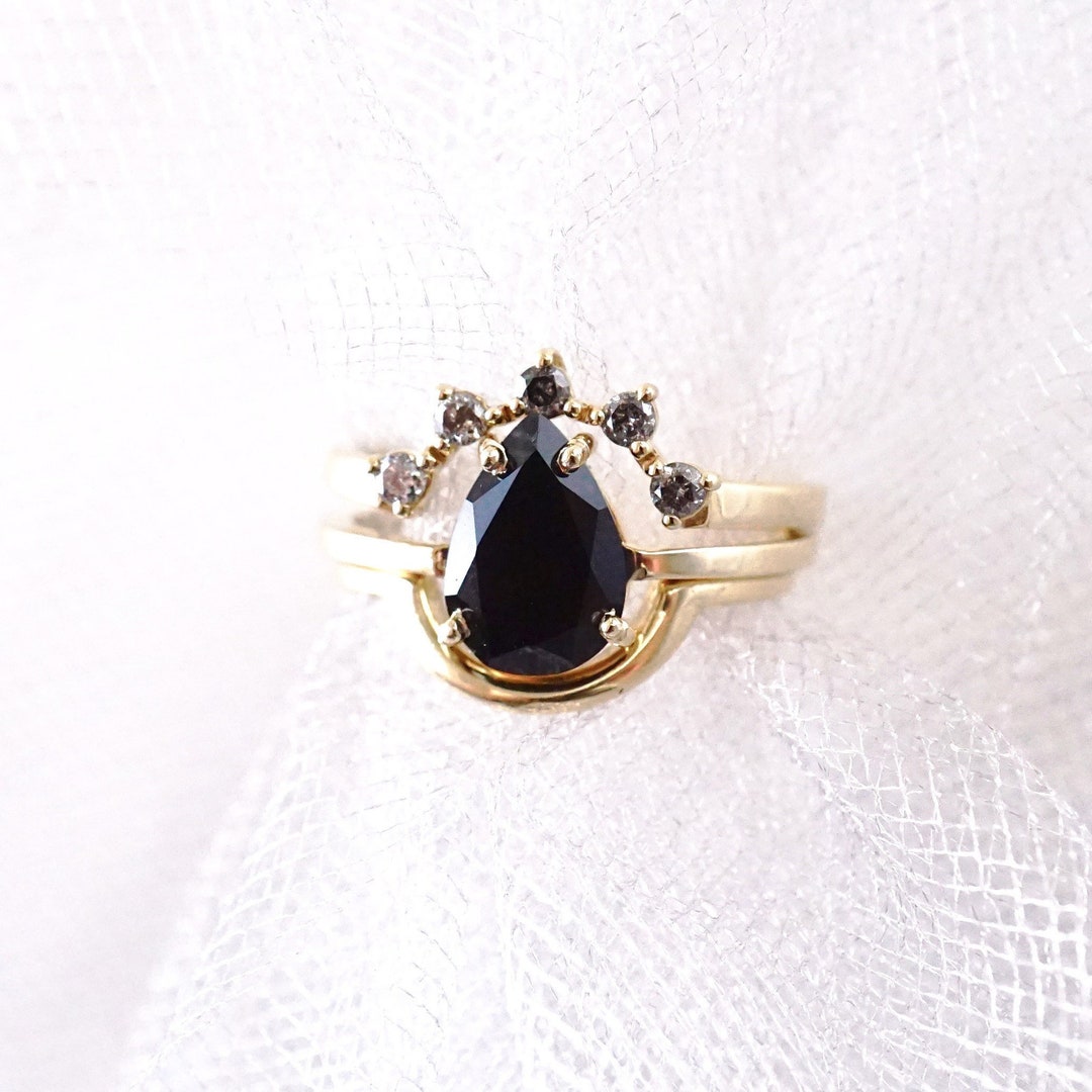 Pear Onyx Ring: 14k Yellow Gold Statement Ring - Etsy