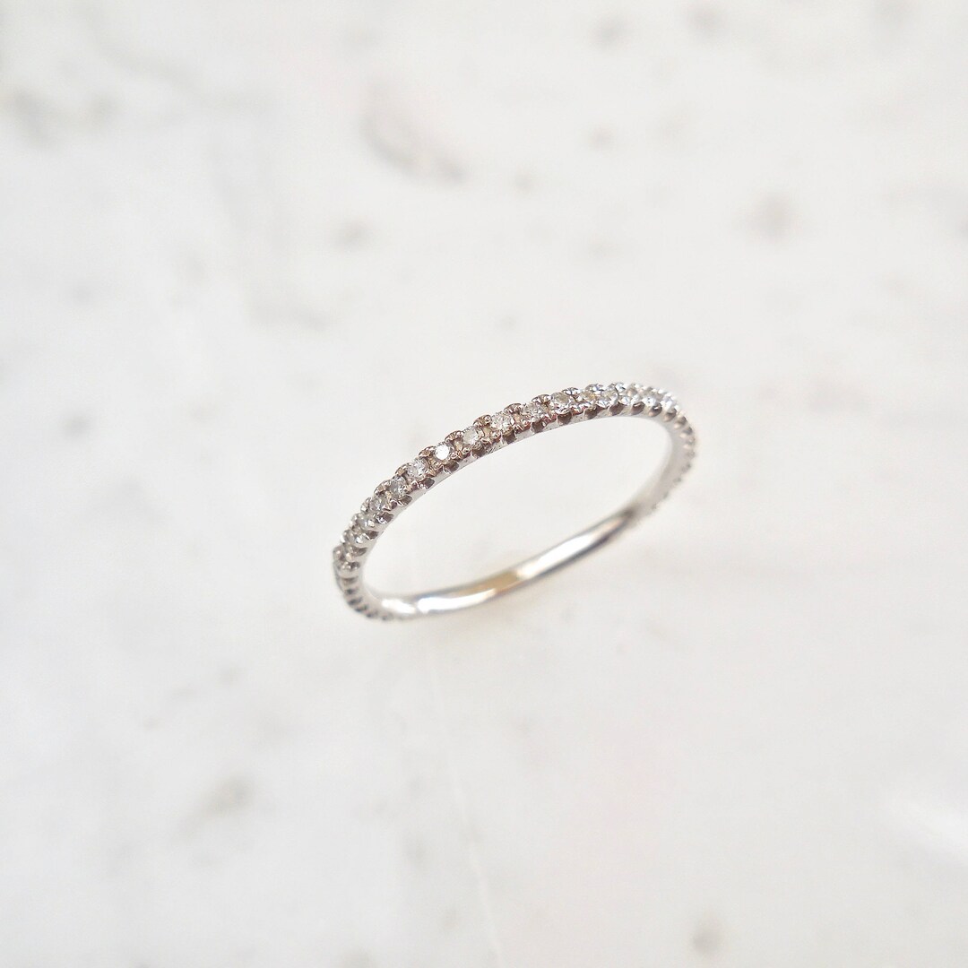 Thin Diamond Eternity Ring, Diamond Eternity Ring, Dainty Gold White ...