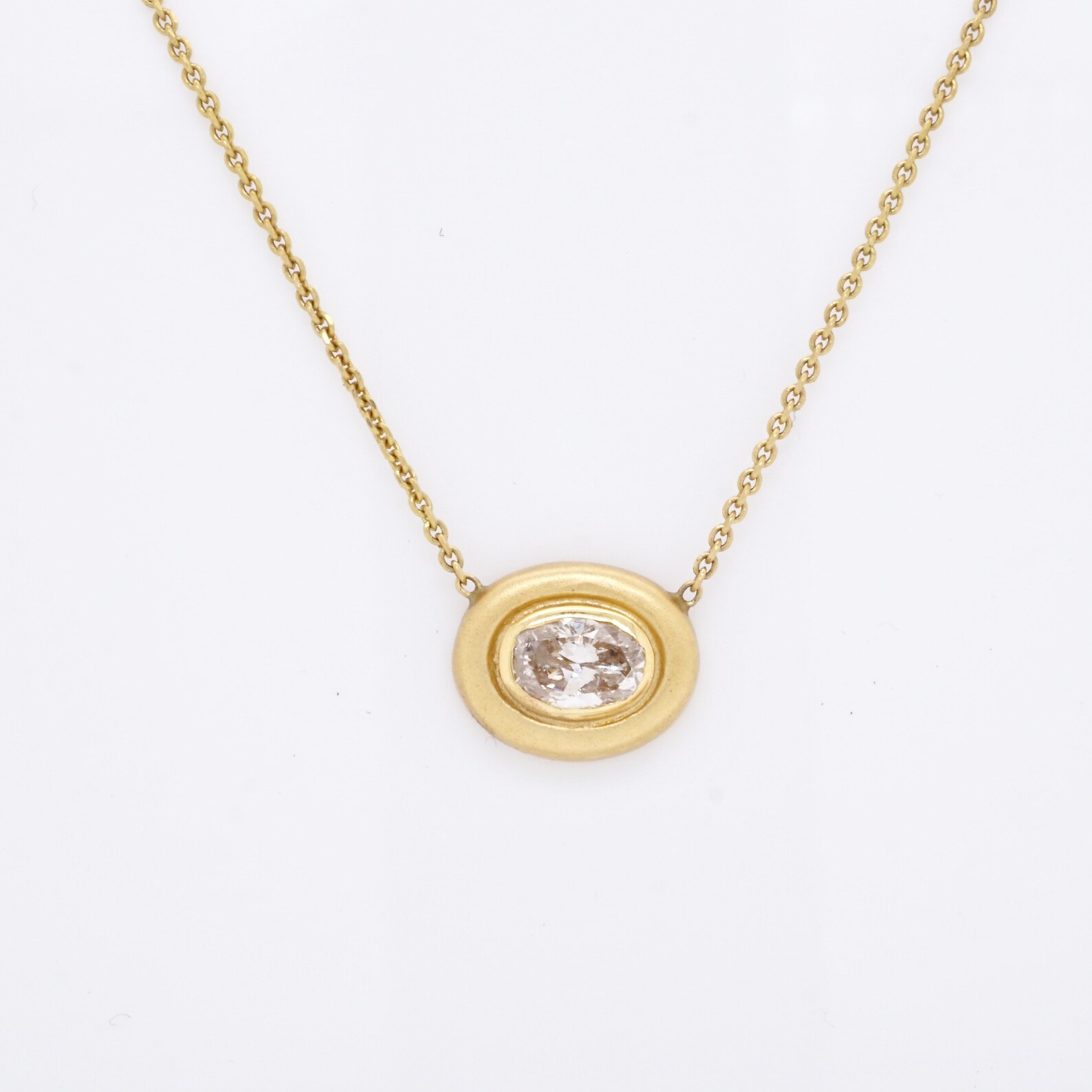 Oval Diamond Necklace Bezel Diamond Necklace Gold Layering - Etsy