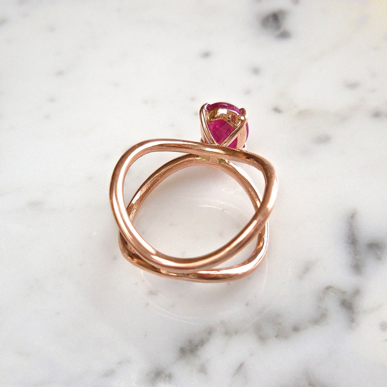 Rose Gold Ruby Ring Ruby Engagement Ring Oval Ruby Split - Etsy