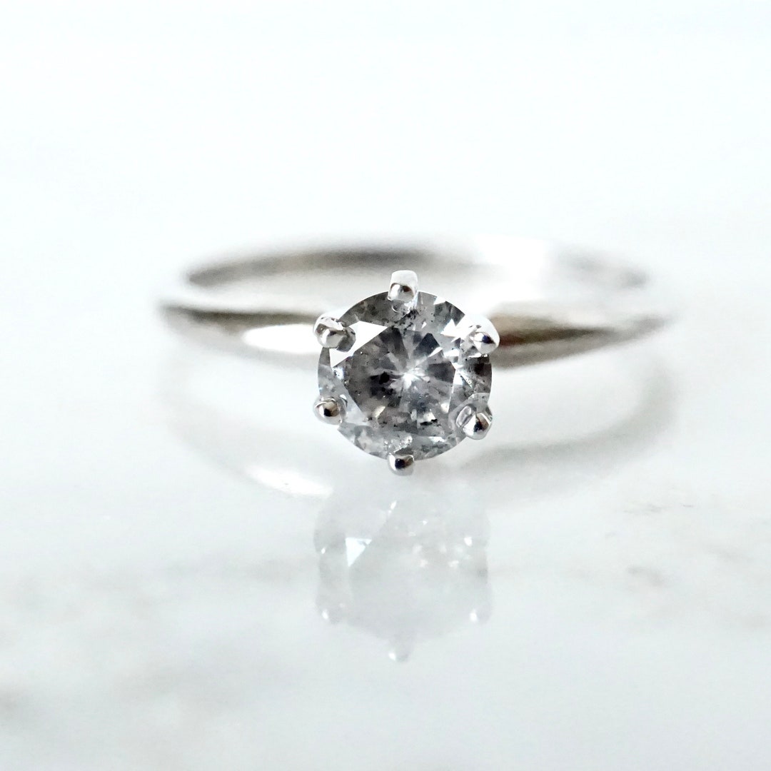Salt and Pepper Diamond Engagement Ring: Sterling Silver Diamond ...