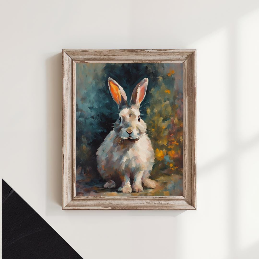 Bunny Digital Art Print, Easter Art Print, Easter Rabbit Wall Art ...
