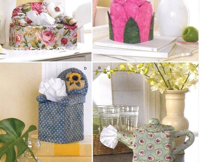 A Sewing Pattern to Create 4 Styles of Tissue Box Covers: Rose, Tea Pot ...
