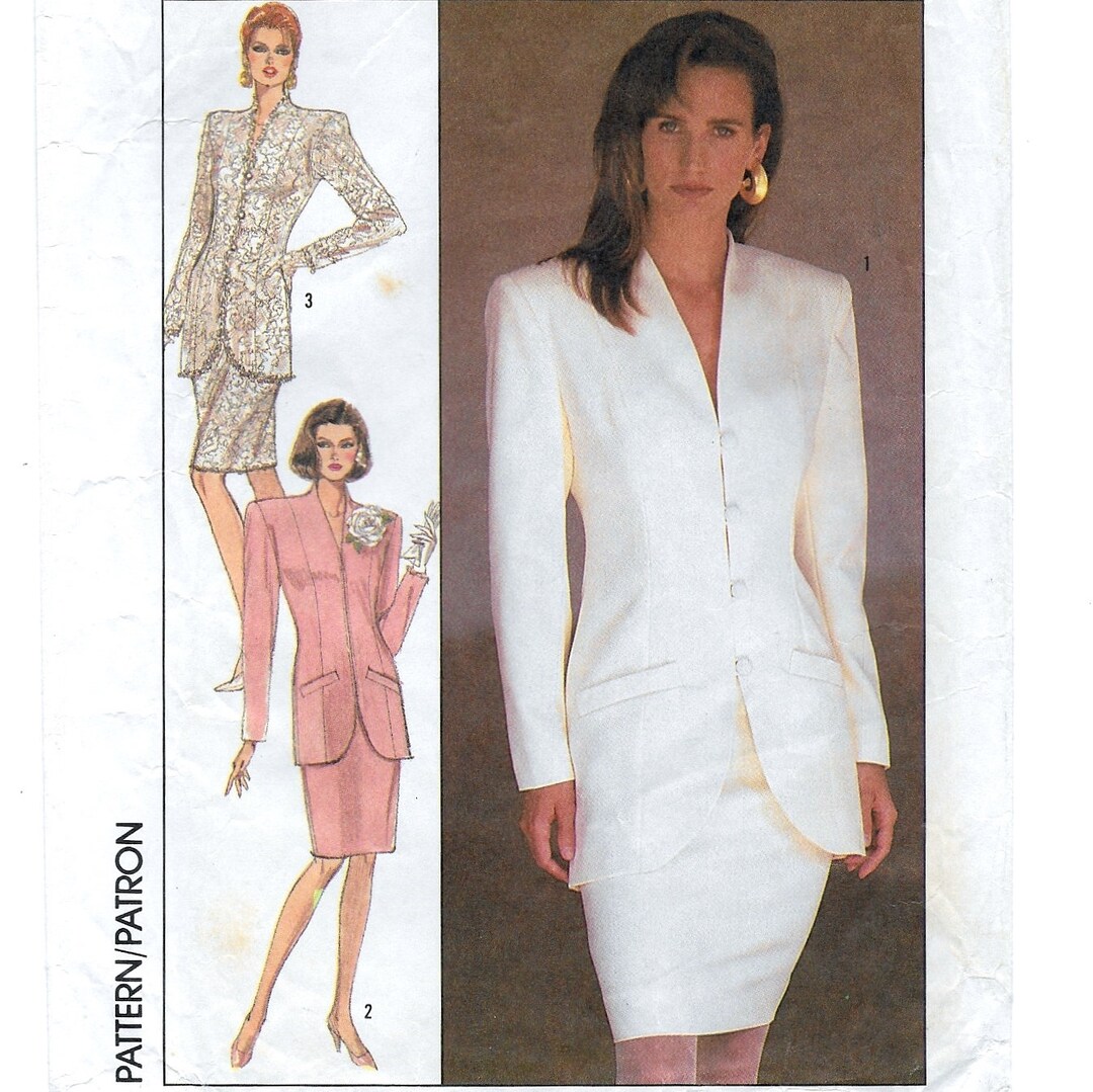 A Funnel Neck, Princess Seam Jacket and Straight Skirt Sewing Pattern ...