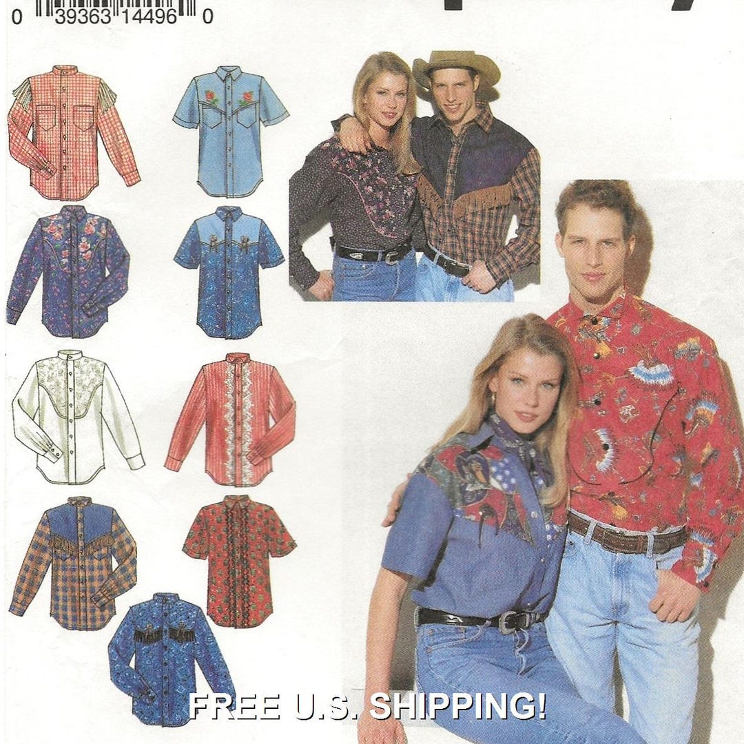 A Long / Short Sleeve Western Shirt Pattern for Women, Men & Boys ...