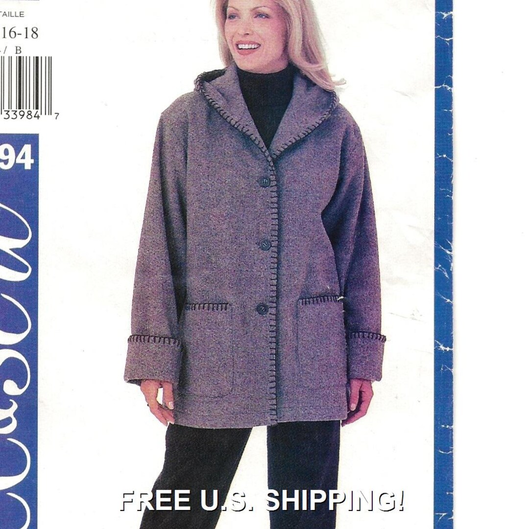 A Loose-fitting, Unlined A-line Hooded Jacket Pattern for Women: Uncut ...