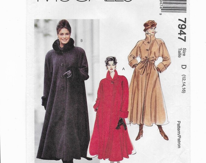 A Lined, Long Length, Long Sleeve Swing Coat With Tie Belt Sewing ...