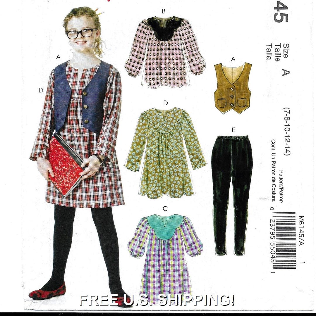 A Separates Sewing Pattern for Girls: Vest, Top, Dresses & Leggings ...